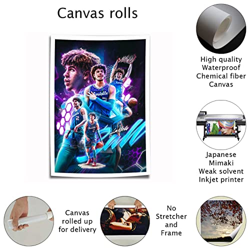 LaMelo Ball Poster Canvas Wall Art Basketball Posters Living Room Bedroom Office Wall Decor (16x24inch-No Frame,A)