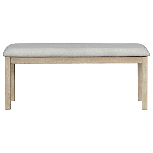 LUMISOL 6-Piece Dining Table Set with Bench for 6, Wood Kitchen Table with Grain Pattern Tabletop, Cushioned Chairs and Upholstered Bench, Dining Room Table Set for 6 People Dinette Set