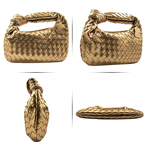 JBB Woven Handbag Bag for Women Leather Shoulder Bags Knotted Purse Soft Mini Hobo Clutch