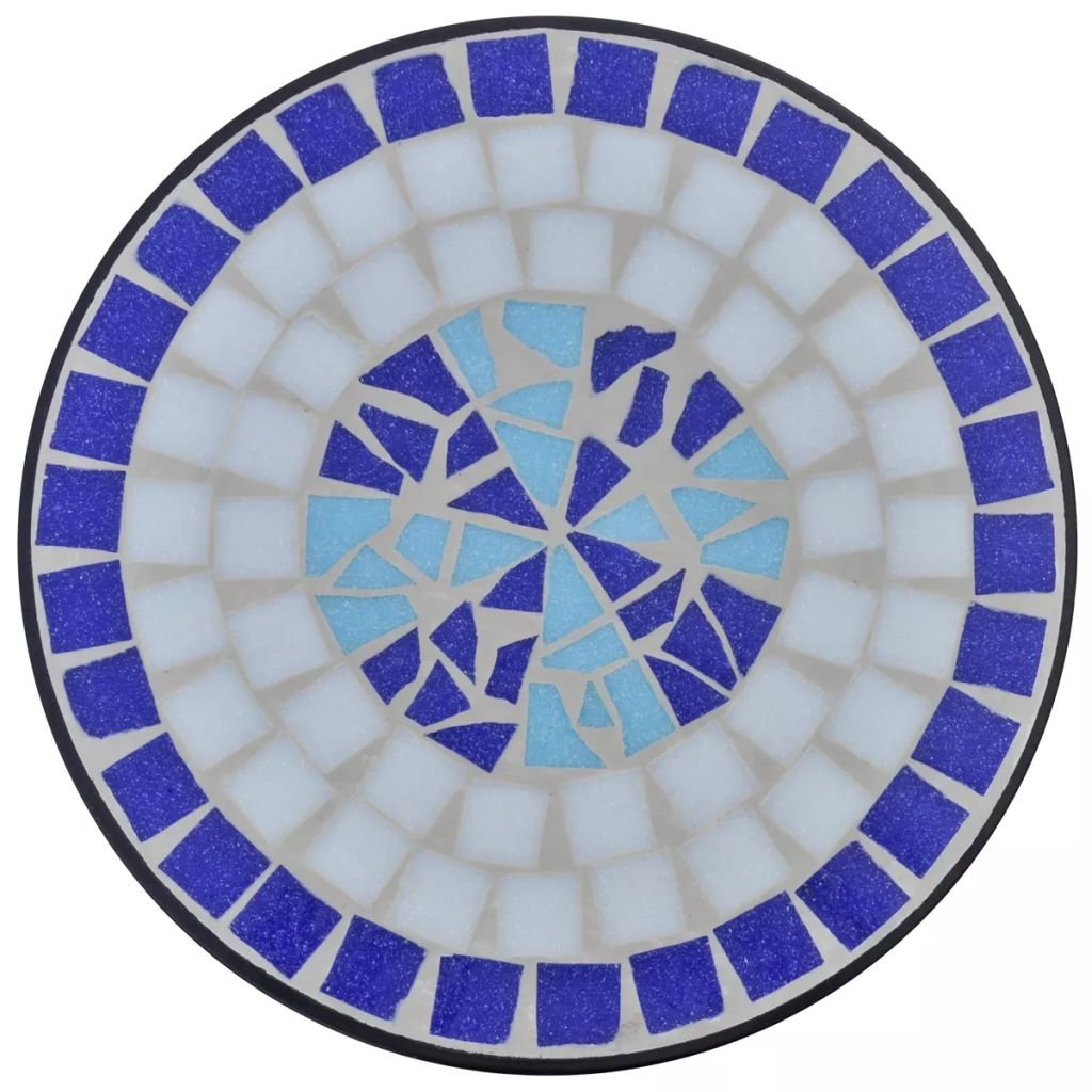 NusGear Mosaic Side Table Plant Table Blue White, Material: Iron Tube + Ceramic Tile -128