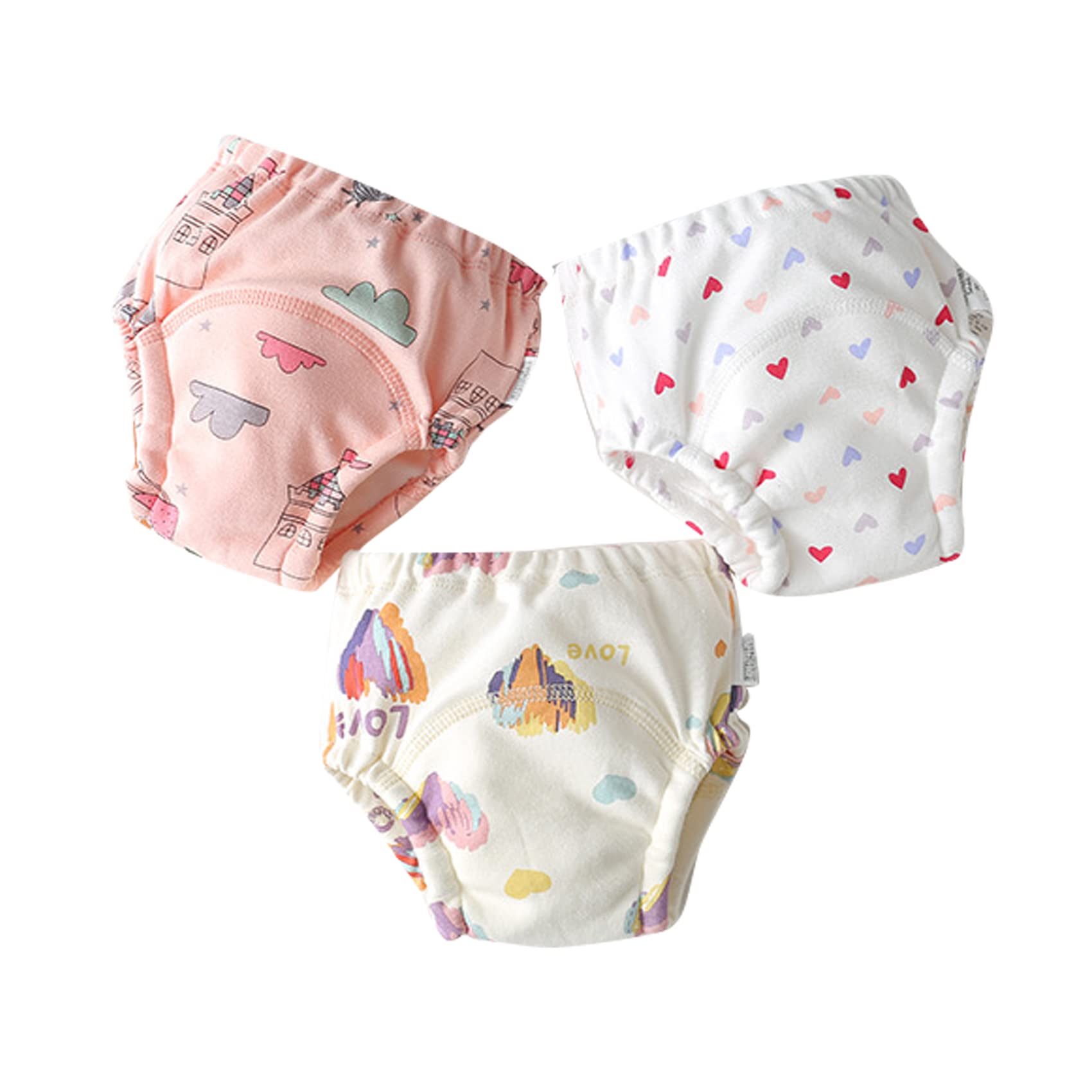 ORINERY Unisex Training Underwear Cotton Toddler Boys Underpants Potty Training Panties Waterproof Girls Pee Panties 6-Pack (DX528-C, 6-12 Months Old)