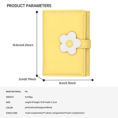 LJCZKA Cute Small Wallet for Girls Women - RFID Blocking PU LeatherĀ Tri-folded Flowers Cash Pocket with Card Holder Slim Short Wallet (Yellow)