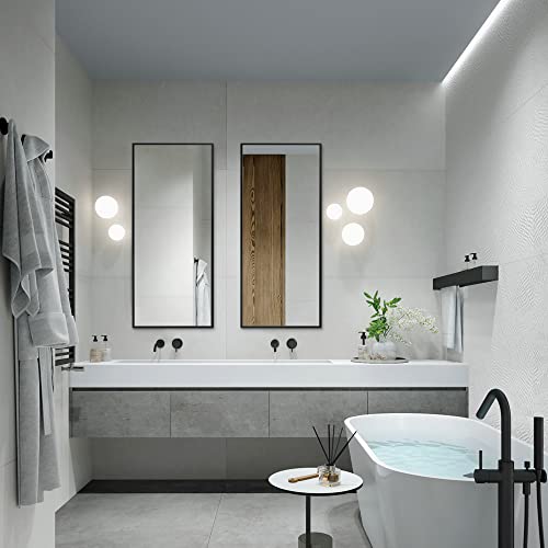NicBex Full Length Mirror, 43x16 Inch Aluminum Alloy Frame Large Wall Mirror, Vanity Mirror, Bedroom Mirror, Dressing Mirror, Living Room Mirror,Black