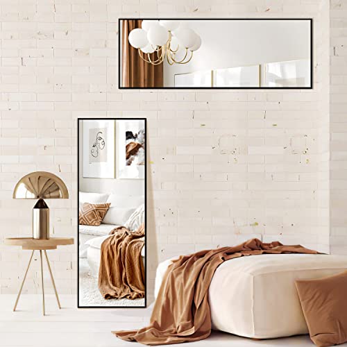 NicBex Full Length Mirror, 43x16 Inch Aluminum Alloy Frame Large Wall Mirror, Vanity Mirror, Bedroom Mirror, Dressing Mirror, Living Room Mirror,Black