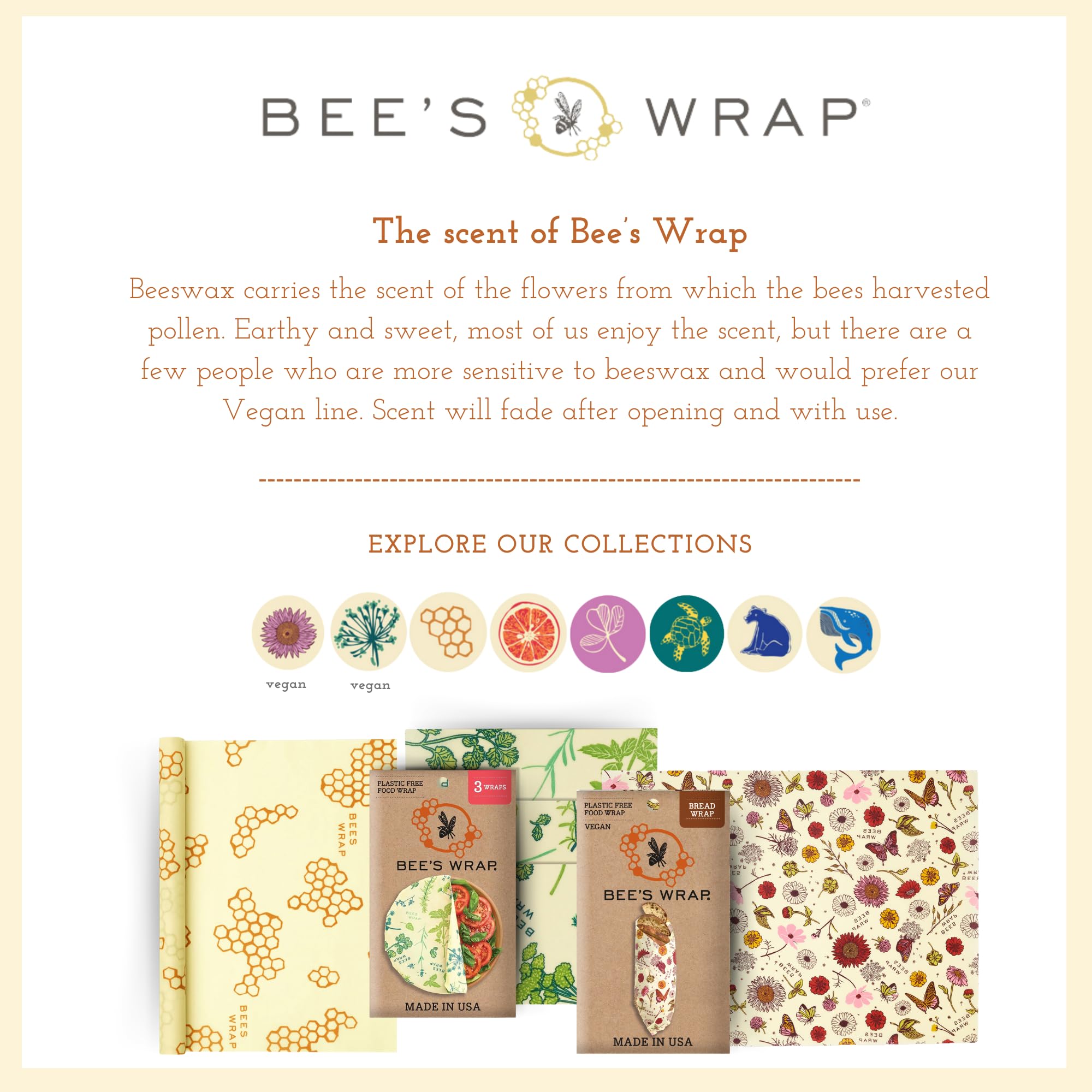 Bee's Wrap - Medium 3 Pack - Made in The USA with Certified Organic Cotton - Plastic and Silicone Free - Reusable Eco-Friendly Beeswax Food Wraps - Medium (10" x 11")