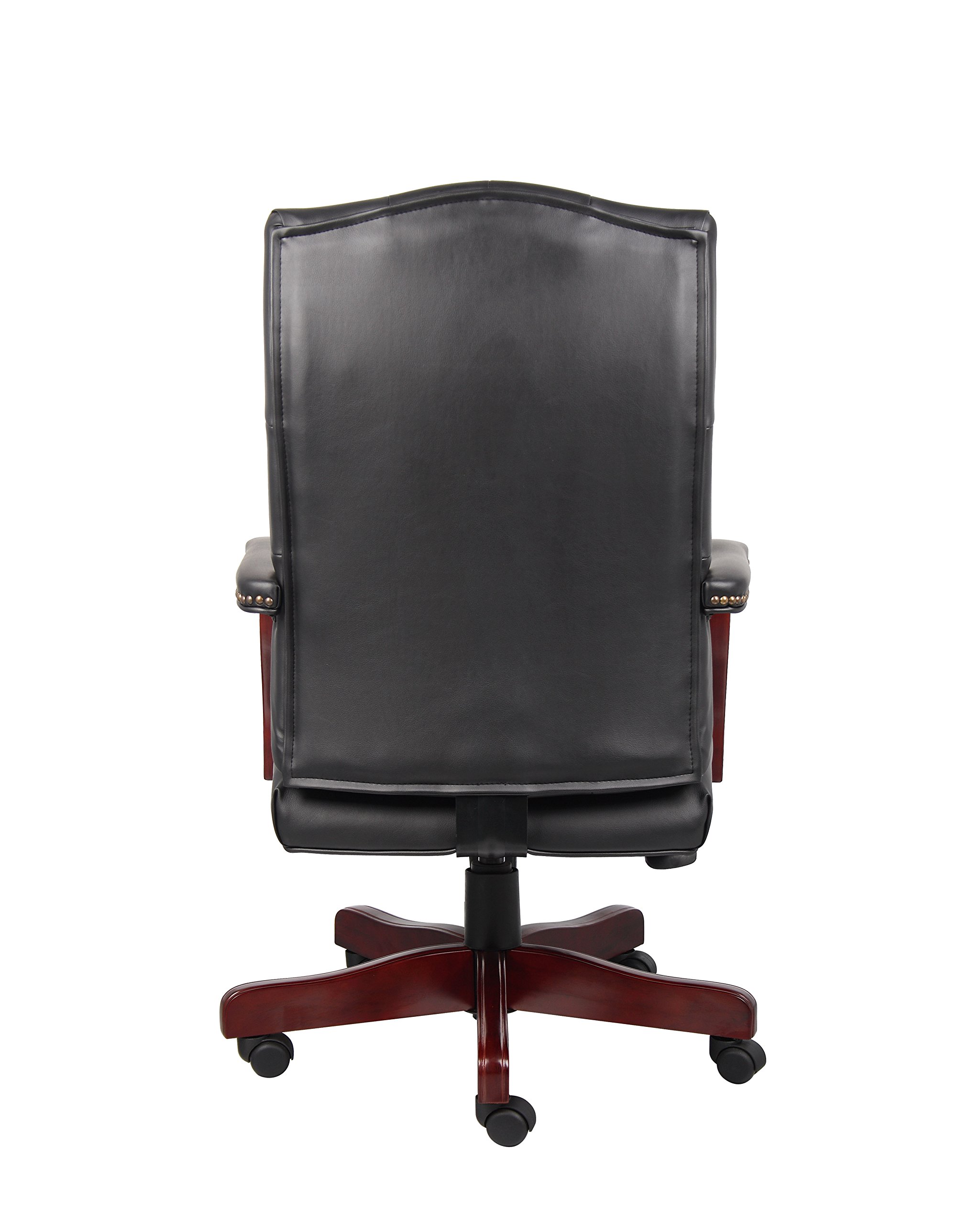 Boss Office Products Classic Executive Caressoft Chair with Mahogany Finish in Black