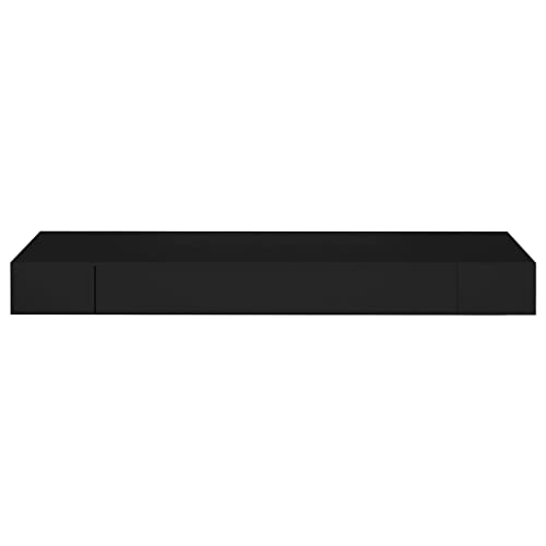 YAFF Floating Shelf with Drawer Black Floating Wall Shelf Living Room Decor Wall Shelf for Bedroom, Living Room, Office Decor 31.5"x9.8"x3.1" MDF