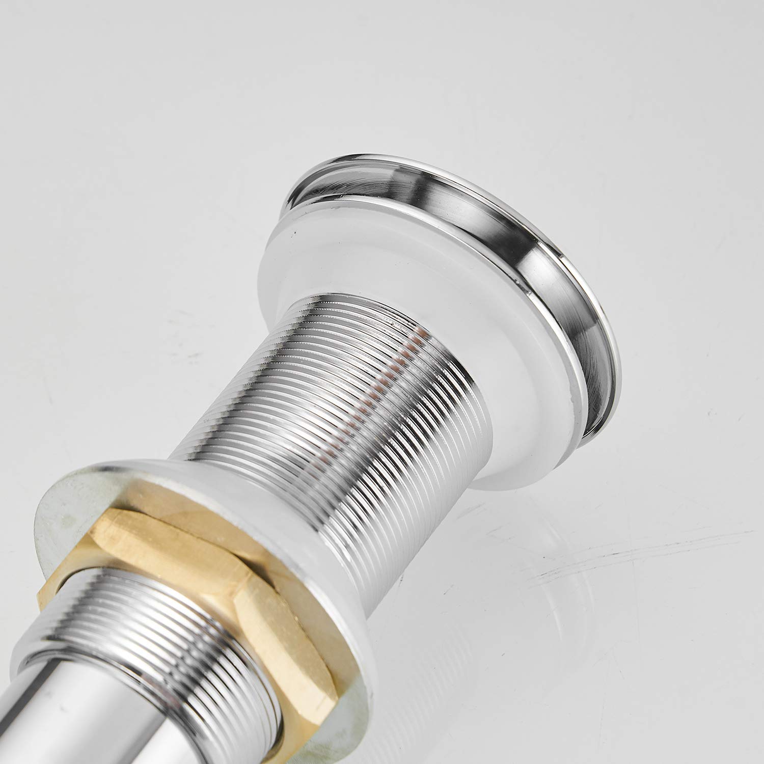 BWE Chrome Pop Up Sink Drain Fits Bathroom Standard Sink Hole 1-1/2" to 1-3/4"Bathroom Faucet Vessel Vanity Sink Drain Stopper Without Overflow