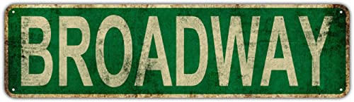 Broadway Metal Tin Sign Funny Vintage Slim Street Tin Signs 16 x 4 Inch Wall Art Decor Iron Poster for Home Farmhouse Bar Cafe Garage Indoor Outdoor Gifts