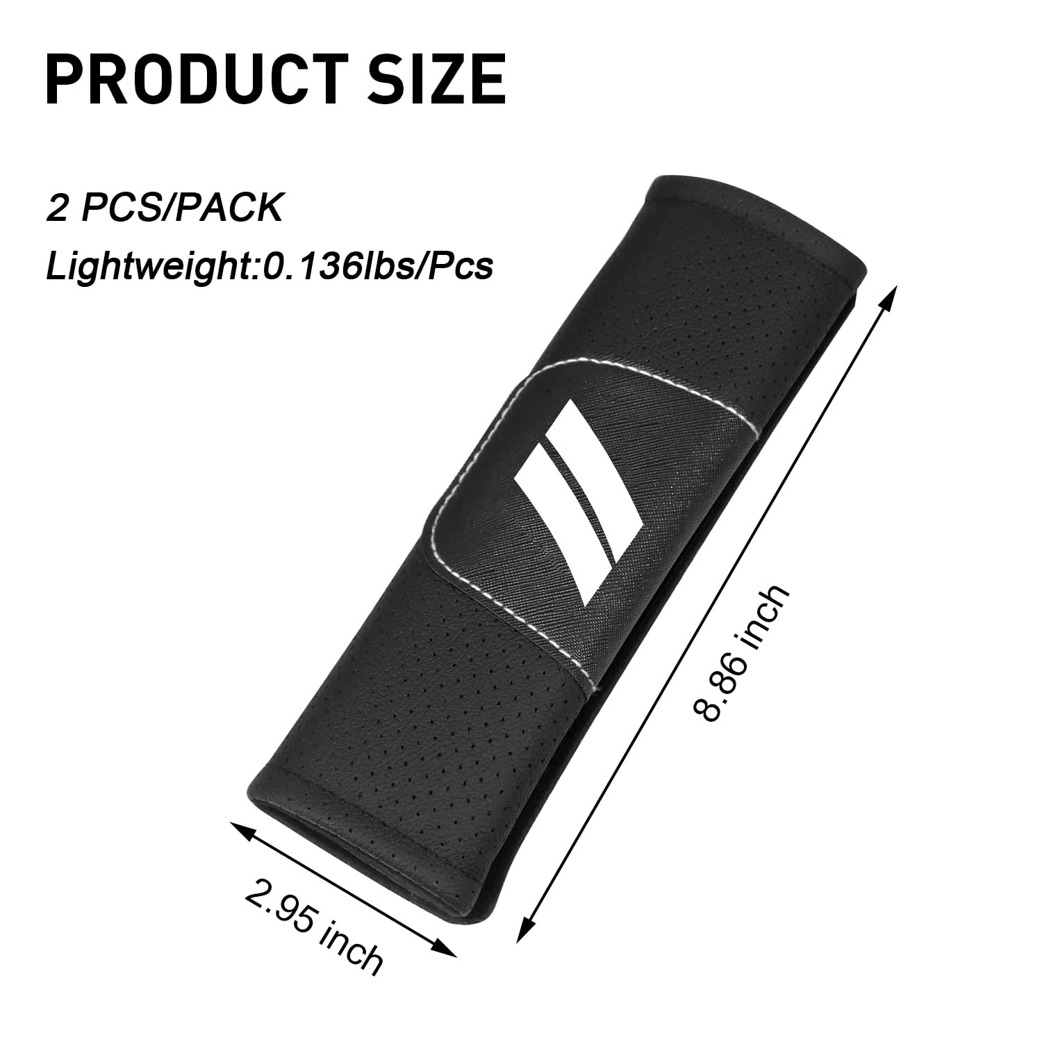 REMOCH Seat Belt Covers Pads for Dodge Charger Challenger Durango Accesssories 2015-2023, Leather Seatbelt Cover Shoulder Strap Cushion Proetection Sleeve (2 Pcs, White)