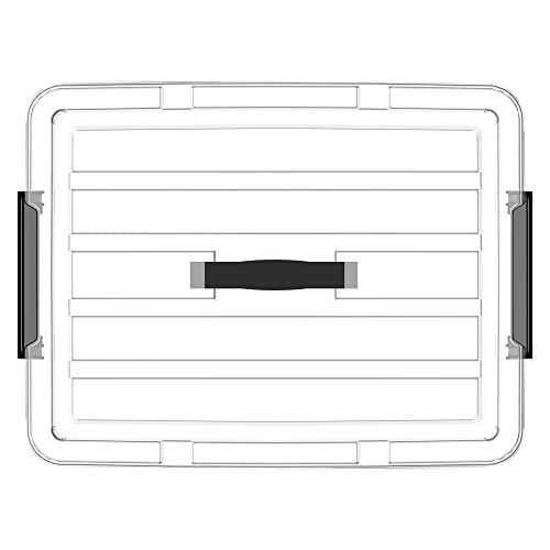 Cetomo 15L*3 Plastic Storage box Tote Organizing Container with Durable Lid and Secure Latching Buckles, Stackable and Nestable, 3Pack, clear with Black Buckle