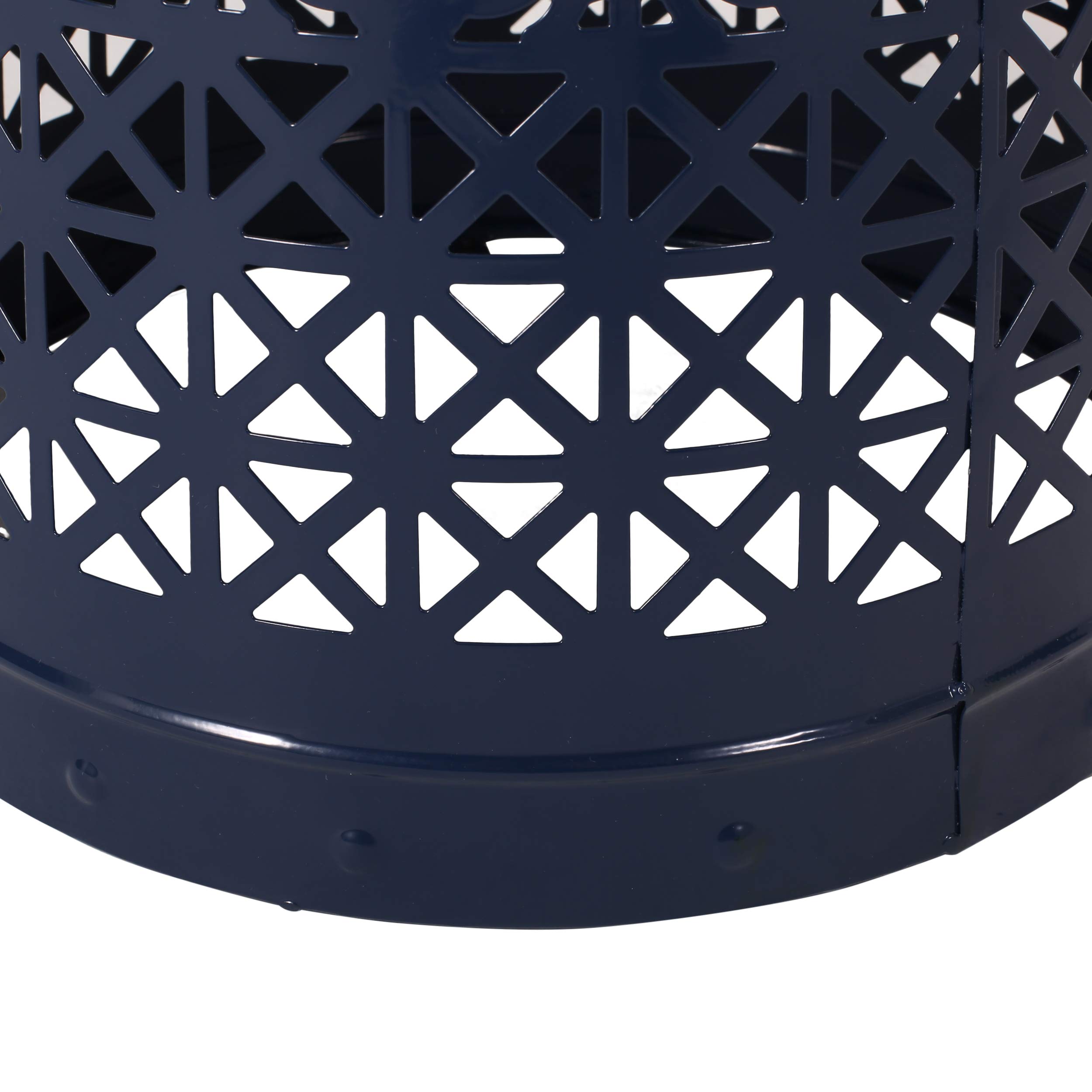 Christopher Knight Home Justin Outdoor Lace Cut Side Table with Tile Top, Dark Blue