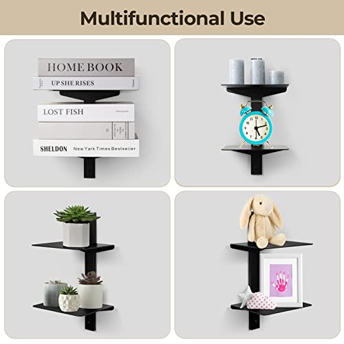 ART-GIFTREE Invisible Floating Book Shelves for Wall, Iron Floating Bookshelf Wall Mounted, Heavy-Duty Book Organizers for Home Bedroom Living Room Office, 2 Pack Black