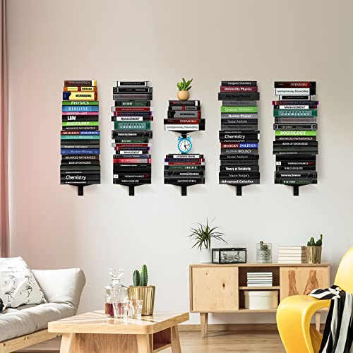 ART-GIFTREE Invisible Floating Book Shelves for Wall, Iron Floating Bookshelf Wall Mounted, Heavy-Duty Book Organizers for Home Bedroom Living Room Office, 2 Pack Black