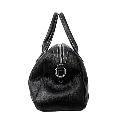 Iswee Genuine Womens Leather Handbags Tote Bag Doctors Bag Purse with Top Handle (Black)