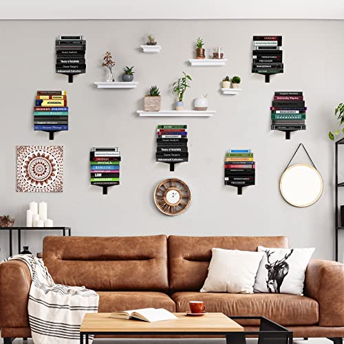 ART-GIFTREE Invisible Floating Book Shelves for Wall, Iron Floating Bookshelf Wall Mounted, Heavy-Duty Book Organizers for Home Bedroom Living Room Office, 2 Pack Black