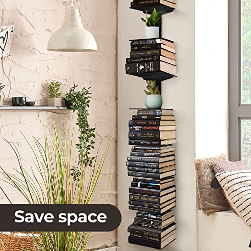 ART-GIFTREE Invisible Floating Book Shelves for Wall, Iron Floating Bookshelf Wall Mounted, Heavy-Duty Book Organizers for Home Bedroom Living Room Office, 2 Pack Black