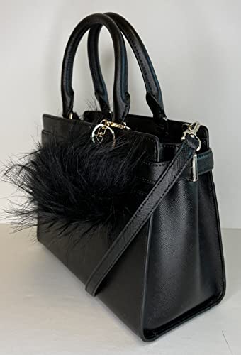 Kate Spade New York Staci MD Satchel bundled with matching Slim Bifold Wallet and Fur Pom (Black)