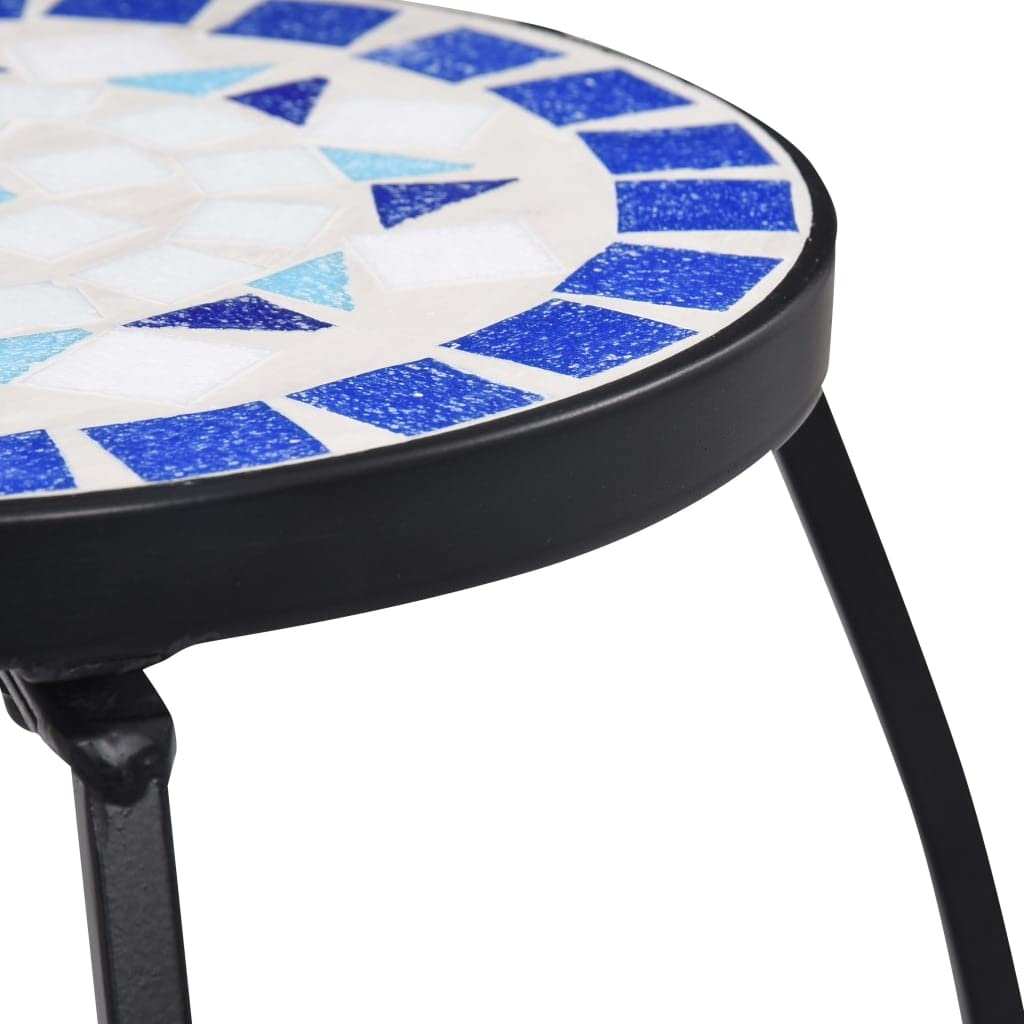 VRAXO Mosaic Tables 3 pcs Blue and White Ceramic,Plant Stands-24.42lbs