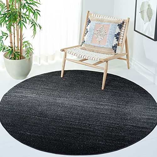 Safavieh Adirondack Collection 8' x 8' Round Black/Grey ADR183F Modern Non-Shedding Area Rug