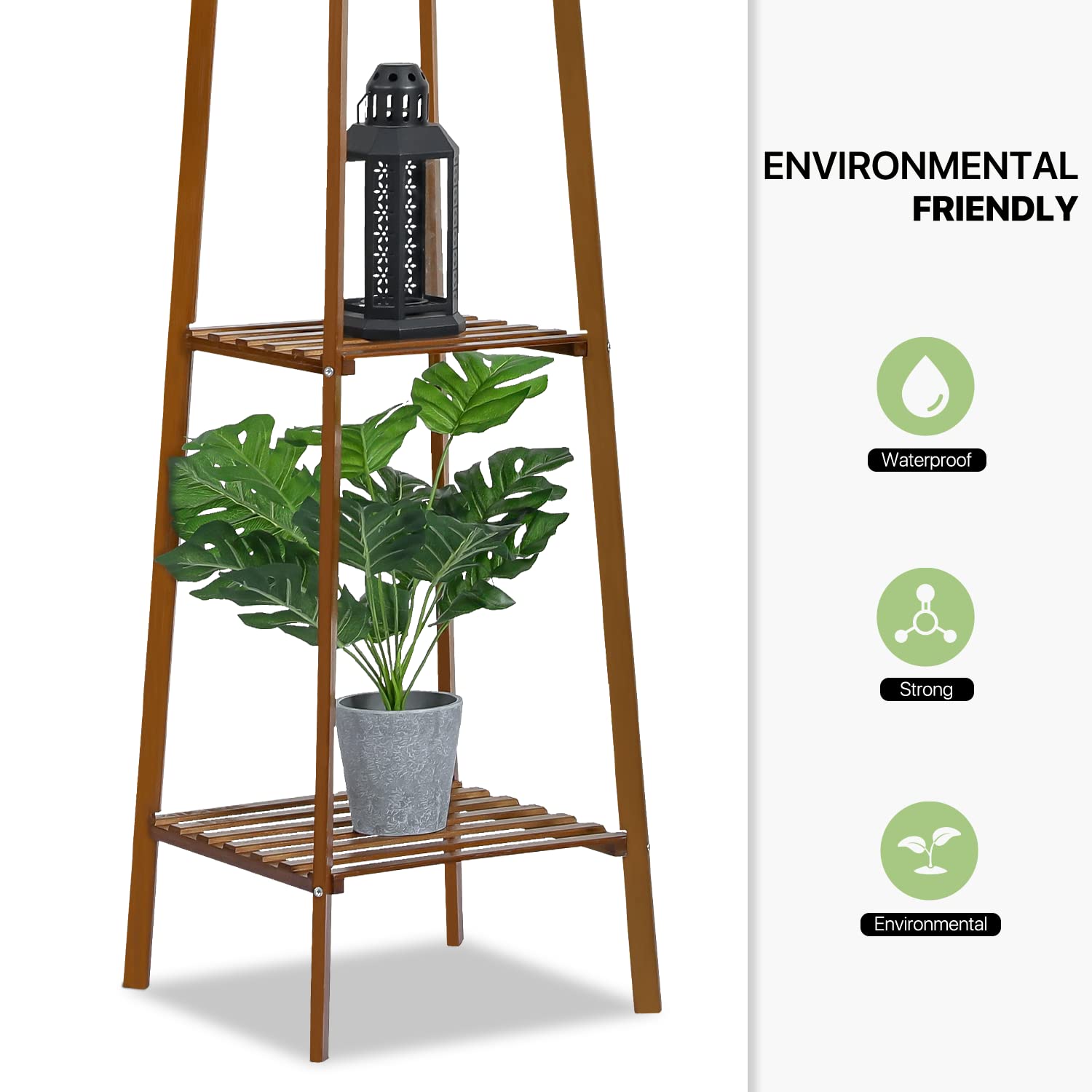 Magshion 3-Tier Bamboo Plant Stand, 39 Inch Height Tall Plant Shelf for Indoor/Outdoor, Rustic Flower Pot Holder for Balcony, Patio, Corner