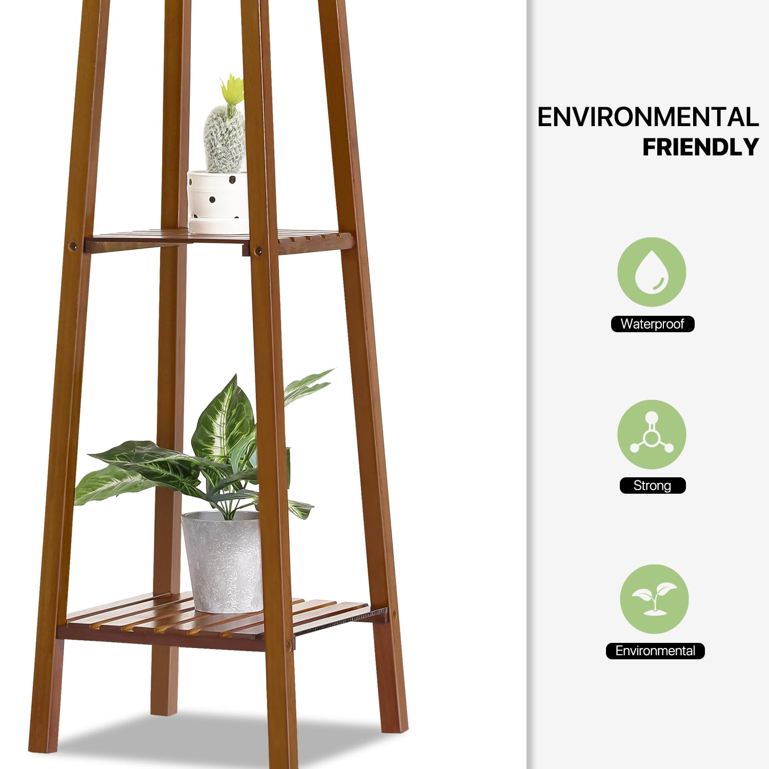 Magshion 3-Tier Bamboo Plant Stand, 39 Inch Height Tall Plant Shelf for Indoor/Outdoor, Rustic Flower Pot Holder for Balcony, Patio, Corner