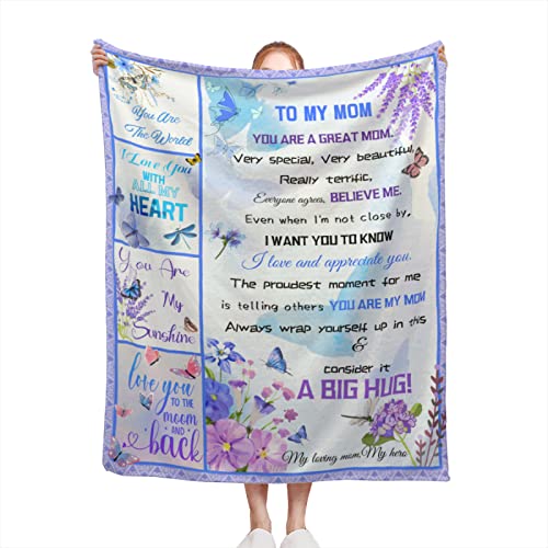 Mom Gift Throw Blanket, Birthday Gifts for Women, Gifts for Mom from Daughter Son for Christmas, Birthday, Mothers Day, Butterfly Blankets Throws for Adults Soft Plush Throw 54x 70