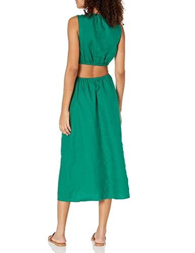 The Drop Women's Sade Linen Cut Out Midi, Ultramarine Green, S