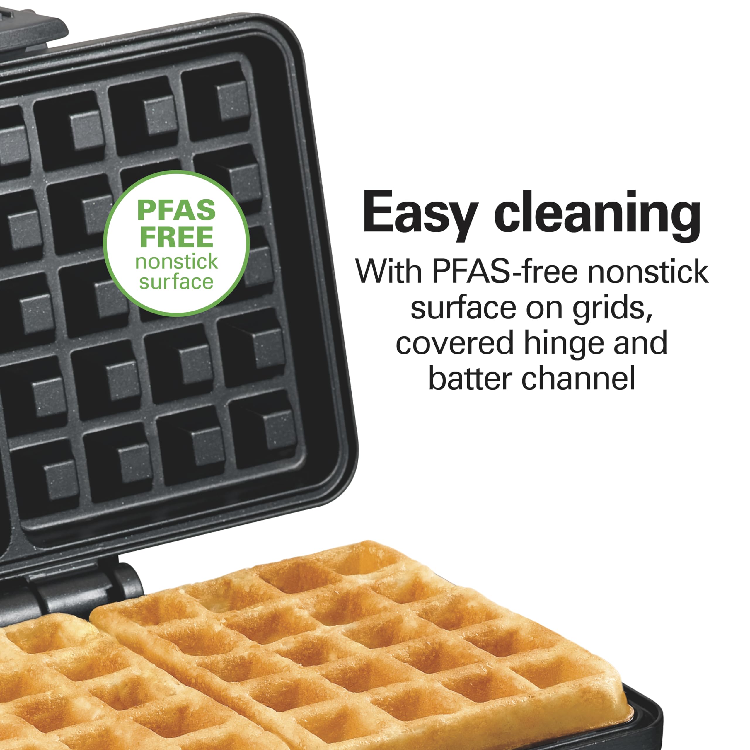 Hamilton Beach Belgian Mini Waffle Maker with Shade Control, Makes 2 at Once, Create Personalized Keto Chaffles and Hash Browns, Non-Stick Plates, Compact Design, Stainless Steel