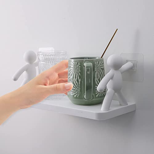 Poluom The Kitchen Toilet Receive Shelf, Cute Villain Floating Shelves, Kitchen Wall Mounted Shelf, Bathroom Bedroom Storage Rack, Punching-Free, No Glue Marks (Grey, 2PCS)