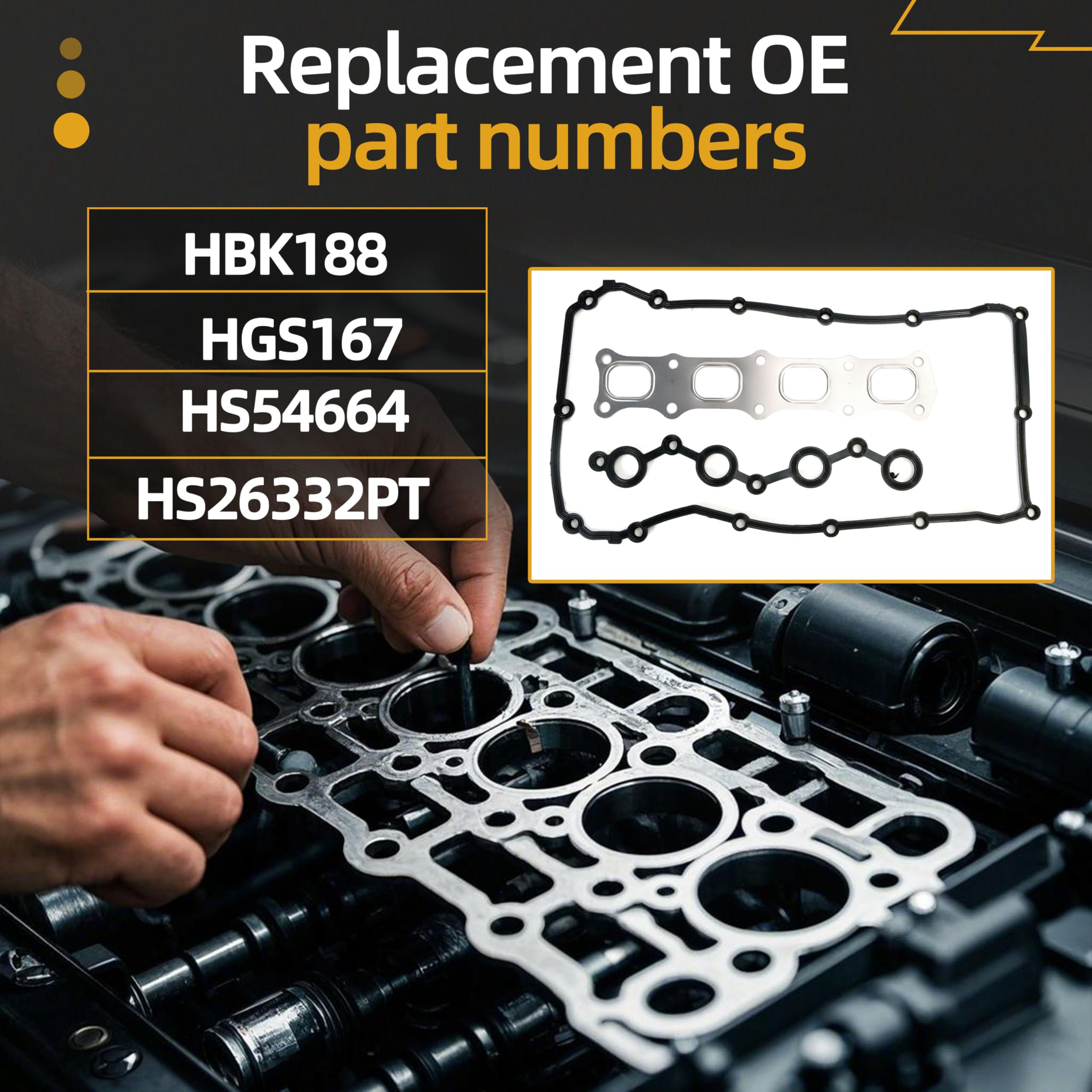 HGS167 Engine Cylinder Head Gasket Set fit for Chrysler 200/Sebring 2007-2016, for Dodge/Avenger/Journey 2008-2014, for Jeep Compass/Patriot/Compass 2.4L 2007-2015 2.4L DOHC L4 16V HS26332PT HS54664