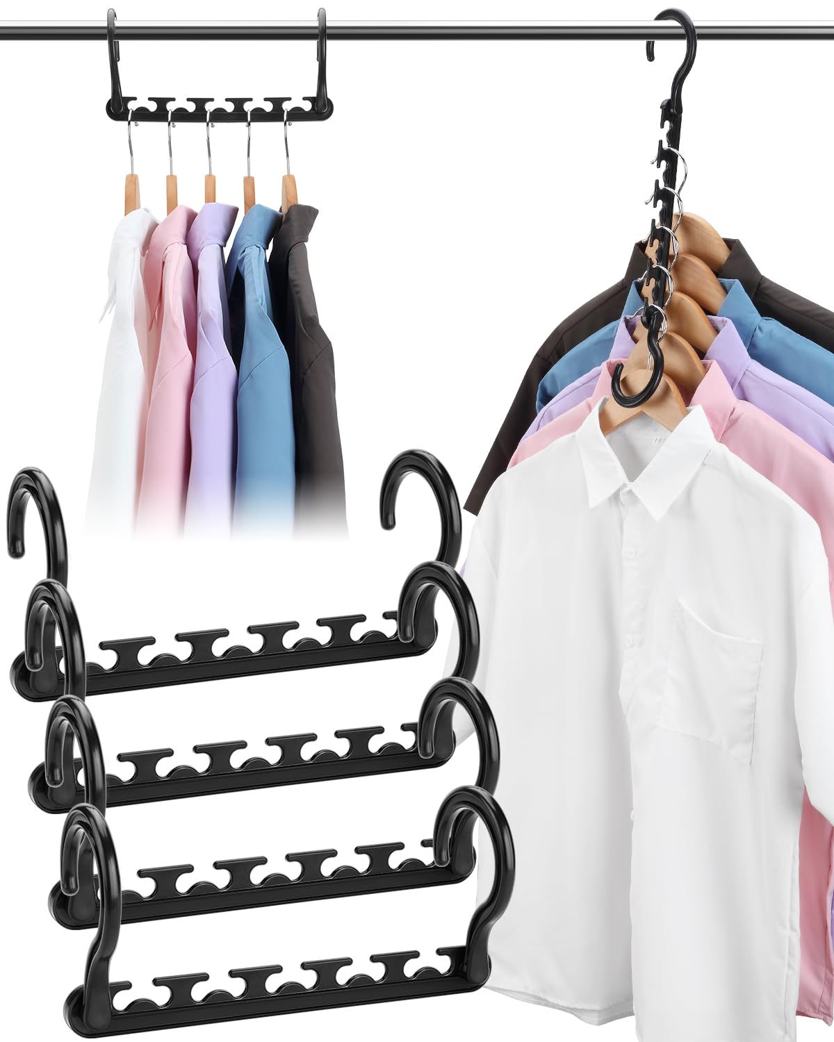 AMKUFO Closet-Organizers-and-Storage-6 Pack - Hangers-Space-Saving for Closet-Organizer, Sturdy Hanger-Organizer-for-Closet-Storage-Closet-Organization, Dorm-Room-Essentials-for-College-Students