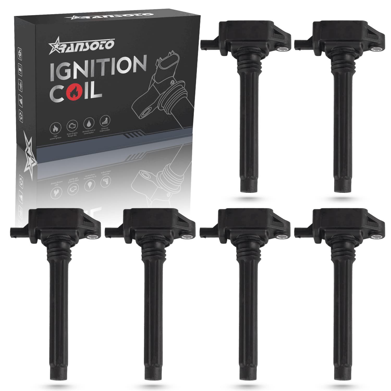 RANSOTO 3.6L V6 Ignition Coil Pack Compatible with 2011-2020 Grand Cherokee Wrangler Chrysler 200 300 Town & Country Dodge Charger Journey Durango Ram Volkswagen Replace C1791 UF648