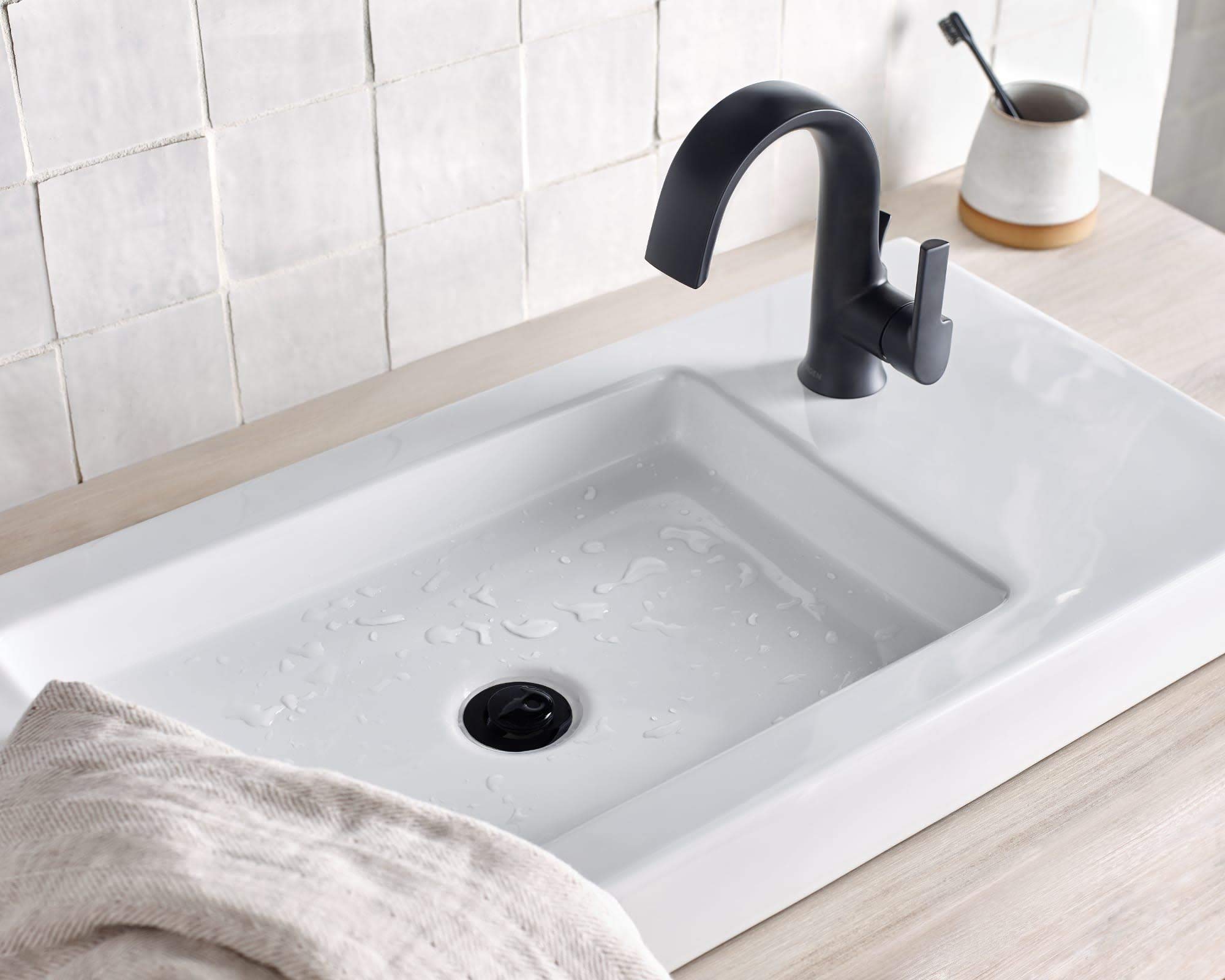 Moen Doux Brushed Nickel One-Handle High Arc Laminar Stream Bathroom Faucet, Modern Bathroom Sink Faucet, S6910BN