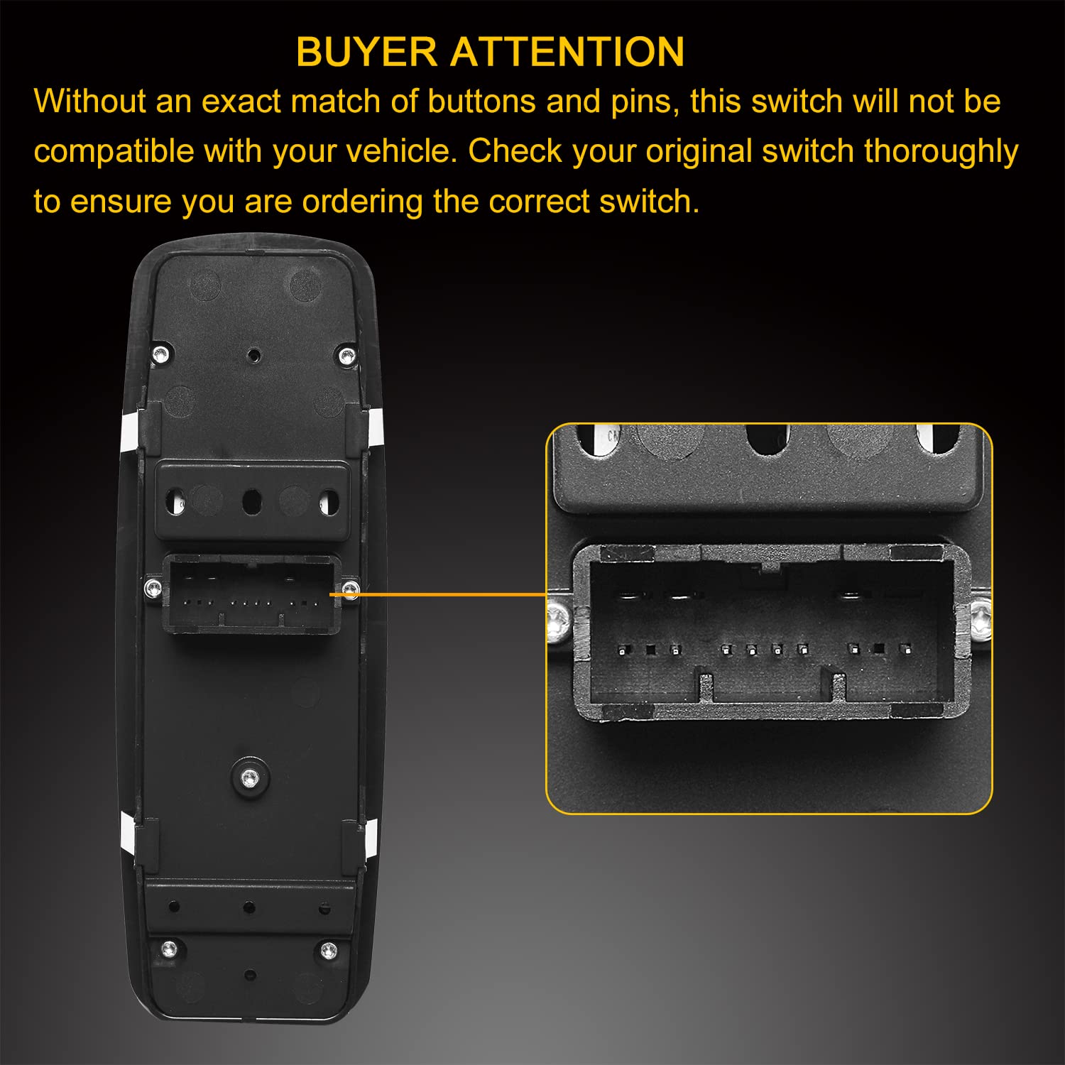 Master Power Window Switch | Replcaement for 2011-2020 Chrysler 300, 2015-2017 Chrysler 200, 2011-2019 Dodge Charger, 2016-2022 Ram 1500 2500 3500 | Replaces# 68139805AB, 56046823AE, 68231805AA
