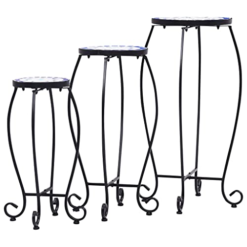 ZQQLVOO Mosaic Plant Table,Plant Rack,Plant Display Stand,Multi-Purpose Plant Stand,Flower Stands,For Backyard,Garden, Balcony,Terrace,Black White