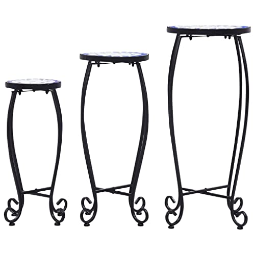 ZQQLVOO Mosaic Plant Table,Plant Rack,Plant Display Stand,Multi-Purpose Plant Stand,Flower Stands,For Backyard,Garden, Balcony,Terrace,Black White