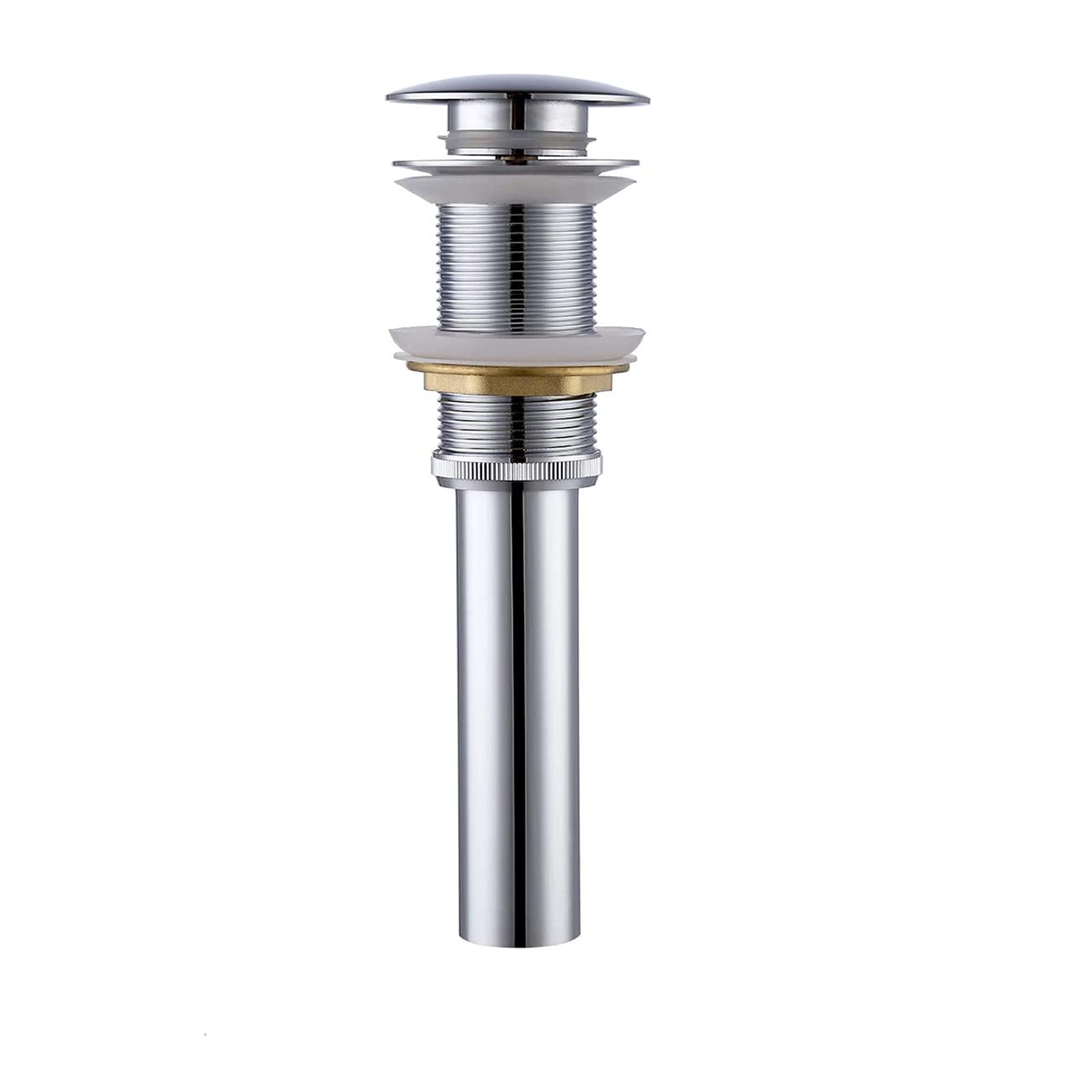 Vessel Sink Drain Stopper Chrome Solid Brass Bathroom Pop up Drain Without Overflow for Basin Sink Lavatory Vanity Sink Above Counter