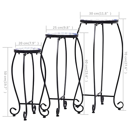 ZQQLVOO Mosaic Plant Table,Plant Rack,Plant Display Stand,Multi-Purpose Plant Stand,Flower Stands,For Backyard,Garden, Balcony,Terrace,Black White