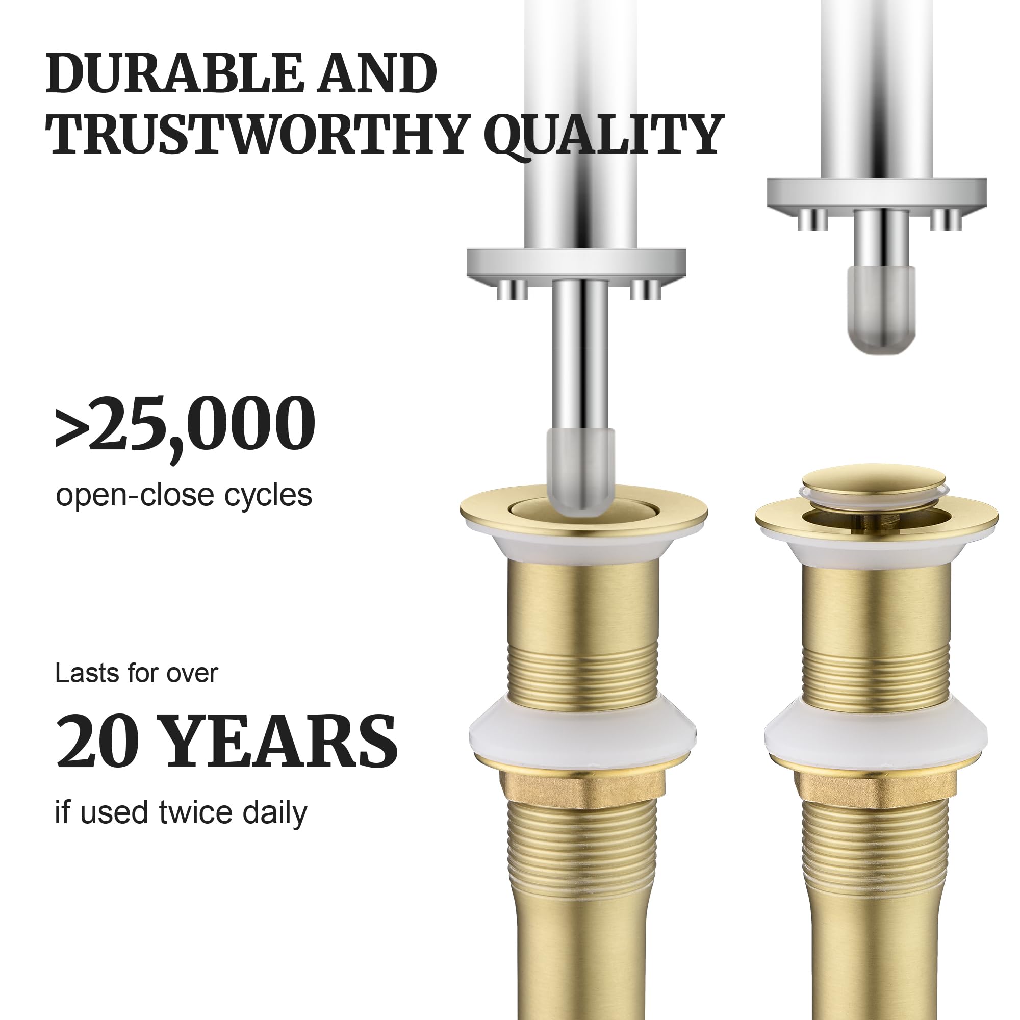Pop up Sink Drain Stopper for Bathroom Vessel Vanity Sink Art Basin Brushed Gold, Small Cap Without Overflow, Metal Pop-up Drain Strainer with Detachable Basket Stopper