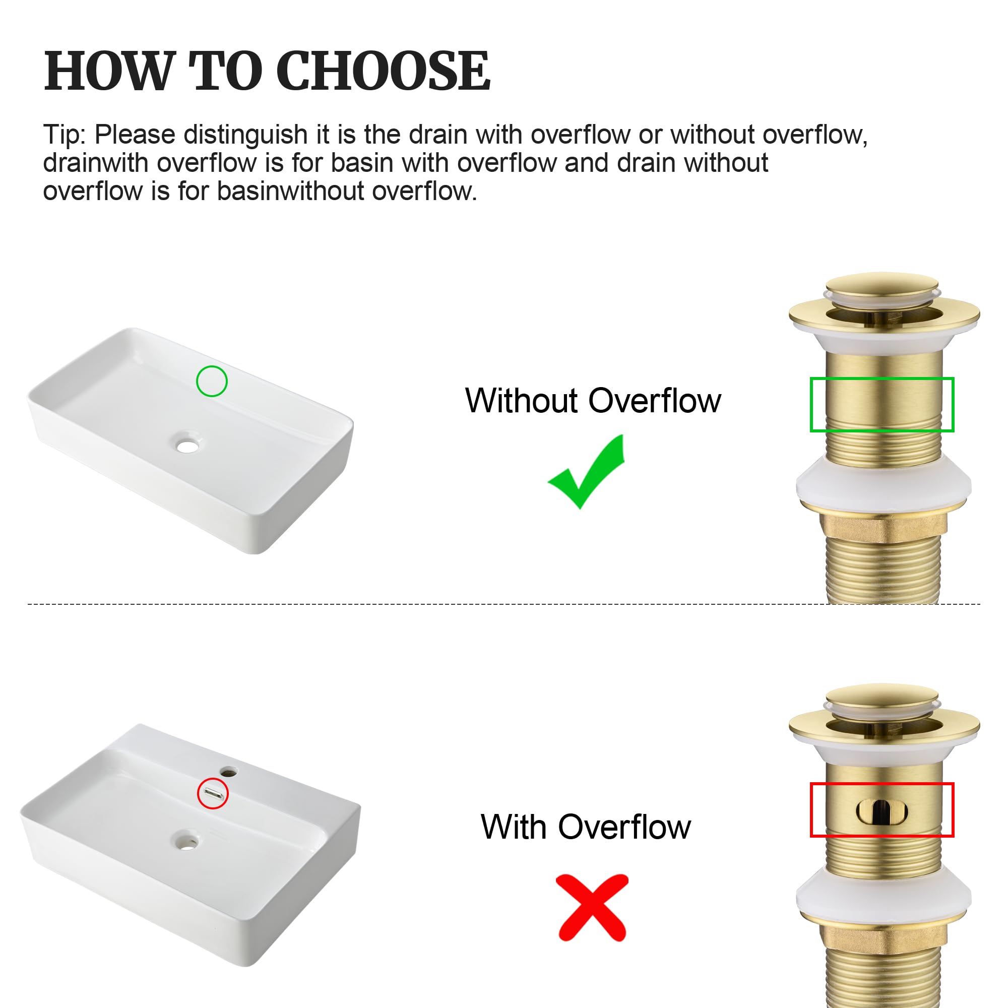 Pop up Sink Drain Stopper for Bathroom Vessel Vanity Sink Art Basin Brushed Gold, Small Cap Without Overflow, Metal Pop-up Drain Strainer with Detachable Basket Stopper