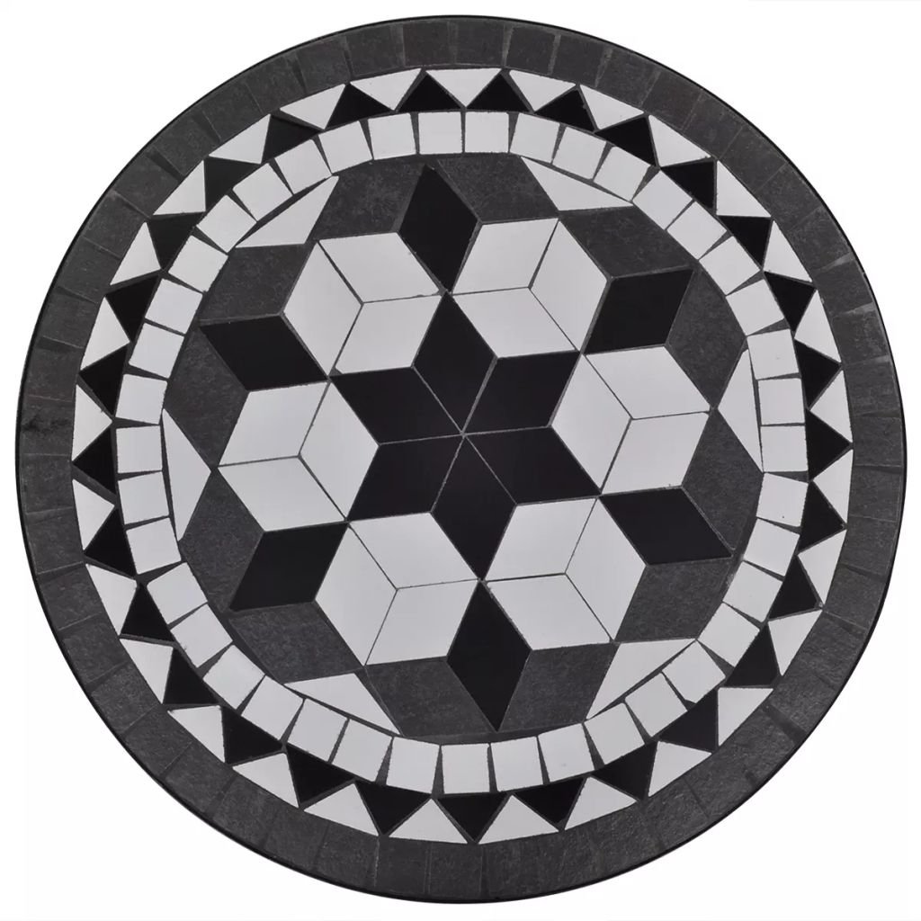 shubiao Bistro Table Black and White 23.6" Mosaics Table, Patio Table Decor, Mosaics Table Outdoor, Mosaics Plant Stand