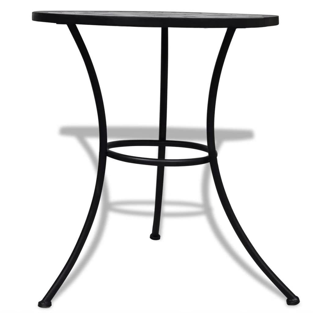 shubiao Bistro Table Black and White 23.6" Mosaics Table, Patio Table Decor, Mosaics Table Outdoor, Mosaics Plant Stand