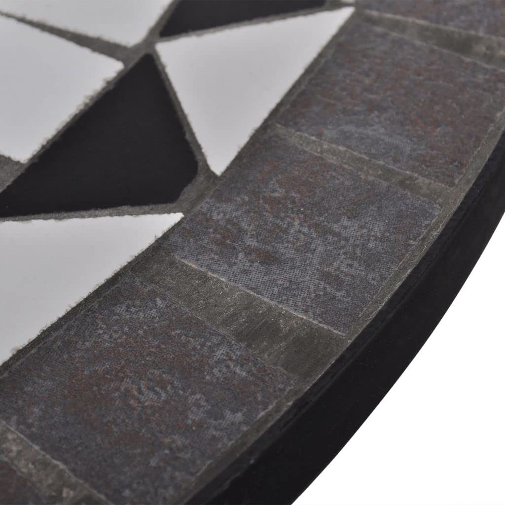 shubiao Bistro Table Black and White 23.6" Mosaics Table, Patio Table Decor, Mosaics Table Outdoor, Mosaics Plant Stand