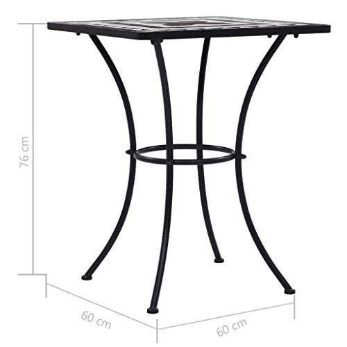 CHARMMA Mosaic Bistro Tables,Ceramic Table Top Metal Frame for Porch Beach Patio Garden Balcony Poolside,Plant Stand,Square with Black,23.6"