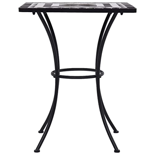 CHARMMA Mosaic Bistro Tables,Ceramic Table Top Metal Frame for Porch Beach Patio Garden Balcony Poolside,Plant Stand,Square with Black,23.6"