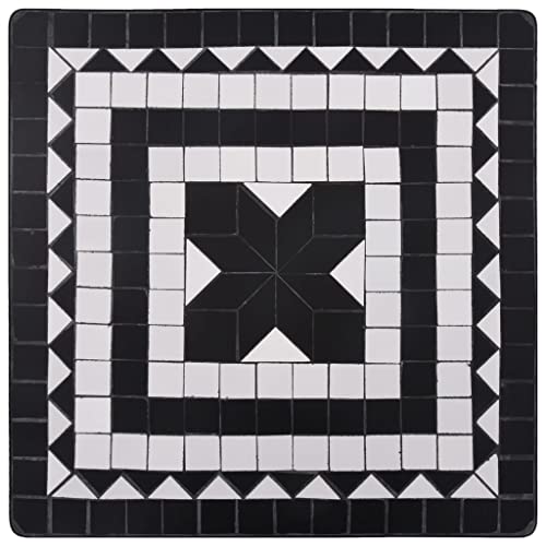 CHARMMA Mosaic Bistro Tables,Ceramic Table Top Metal Frame for Porch Beach Patio Garden Balcony Poolside,Plant Stand,Square with Black,23.6"