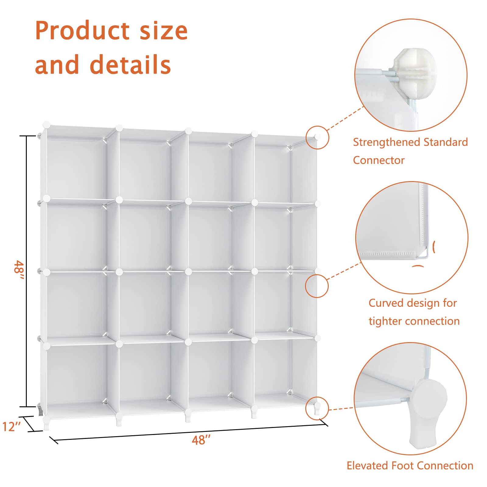 GIMTRR Closet Organizers and Storage, 16-Cube Closet Organizer, Cubes Storage Organizers, Closet Storage Cabinet Shelf, Bookcase Bookshelf for Bedroom, Office, White