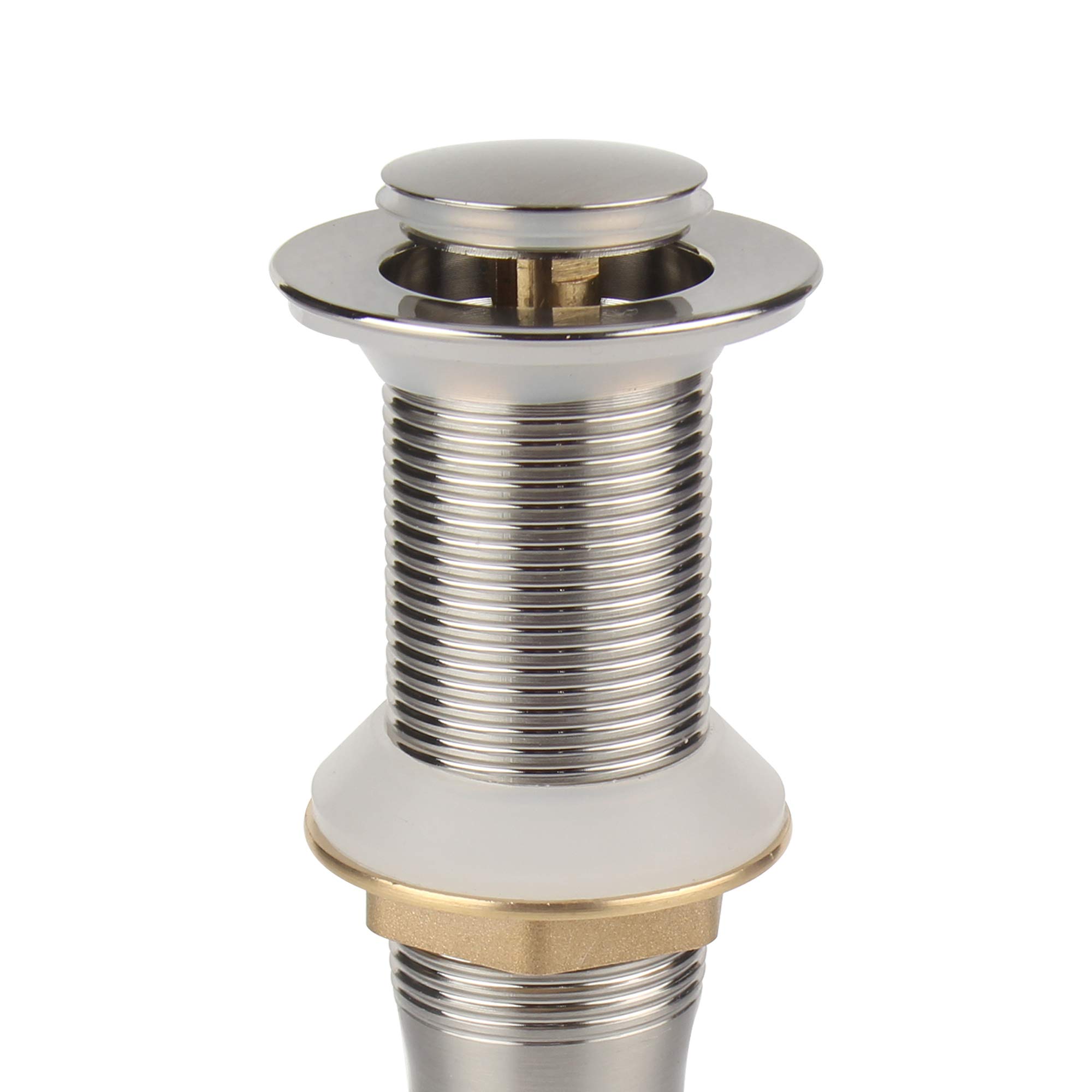Bathroom Faucet Vessel Pop Up Sink Drain with Detachable Basket Stopper, Brushed Nickel Without Overflow