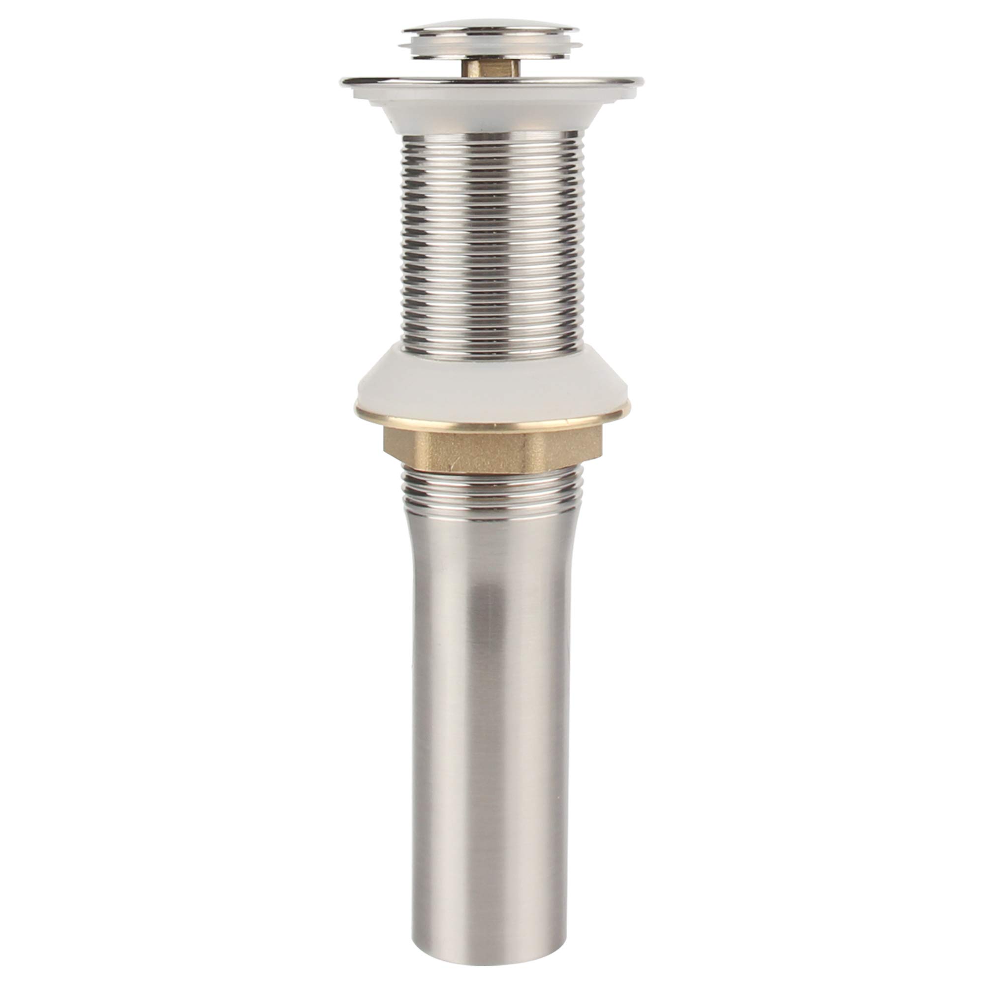 Bathroom Faucet Vessel Pop Up Sink Drain with Detachable Basket Stopper, Brushed Nickel Without Overflow